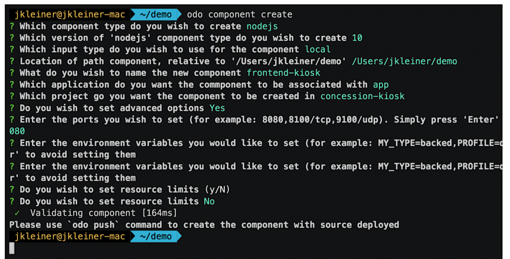 Creating Openshift Components With Odo Interactive Mode Red Hat Developer