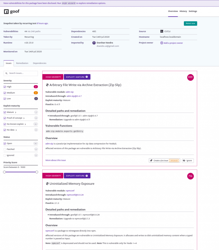 Vulnerability analysis with Red Hat CodeReady Dependency Analytics and Snyk Intel - Red Hat ...